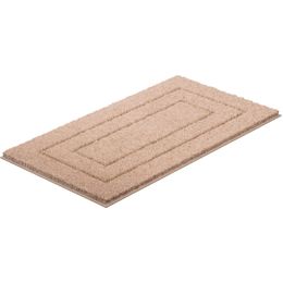 Badematte my home "Eliane" Gr. 61, beige, H:20mm, Polyester, Badematten, Badteppich, mit Hoch-Tief-Effekt