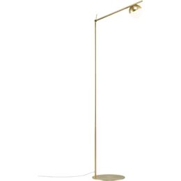 Nordlux Stehlampe "CONTINA", grau (messingfarben), 1, Ø 10cm H: 140cm, Leuchten, Textil Kabel, mundgeblasenes Opal Glas, LED Bogenlampe