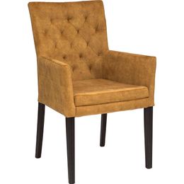 Armlehnstuhl Home Affaire "Colorado", gelb (gelbgold, wenge), B:60cm H:94,5cm T:60cm, Polyester, Stühle, Beine aus massiver Buche, wengefarben lackiert