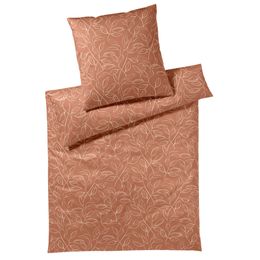 Bettwäsche Elegante "Floral", rosa (kupfer), B/L: 155cm x 220cm, 1 Stk., 1 Stk., Mako-Satin, B/L: 80cm x 80cm, 2 Stk., Mako-Satin, Obermaterial: 100% Baumwolle, Bettwäsche, angenehmes Hautgefühl