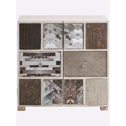 Kommode HEINE HOME, weiß (weiß, gewischt), B:85cm H:85cm T:35cm, MDF, Metall, Polyurethan, Sideboards