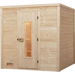 Sauna Weka "Bergen", beige (natur), Bio-Ofen, externe Steuerung, 7,5 kW, Saunen, 7,5 kW Bio-Ofen mit digitaler Steuerung