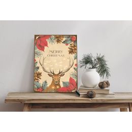 Alu-Dibond-Druck queence "Hirsch", braun (farbe bild(er): braun), B:20cm H:30cm T:0,2cm, Alu Dibond, Bilder, Bl&auml;tter, Tannenzweige, Schild