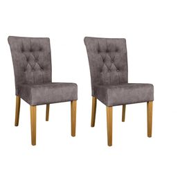 4-Fußstuhl Home Affaire "Ravenna", braun (braun, eiche natur), B:47cm H:93cm T:64cm, Massivholz, Spanplatte, Stühle, Esszimmerstuhl mit Knopfheftung