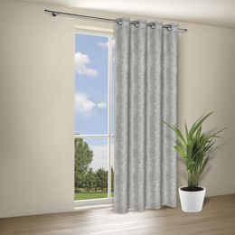 Vorhang GERSTER "Malia" Gr. 1, grau (silberfarben, grau), B:140cm H:245cm, Wirkware, Polyester, Gardinen, Blickdichter Ösenschal "Malia"