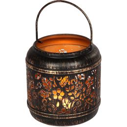 Kerzenlaterne AMBIENTE HAUS "Laterne aus Metall - (H) 20cm", gold (schwarz, goldfarben), B:13cm H:13cm T:13cm, Eisen, Kerzenhalter