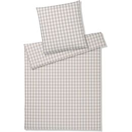 Bettwäsche Elegante "Quadro", grau (clay), B/L: 155cm x 220cm, 1 Stk., 1 Stk., Perkal, B/L: 80cm x 80cm, 2 Stk., Perkal, Obermaterial: 100% Baumwolle, Bettwäsche, angenehmes Hautgefühl