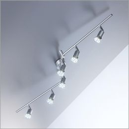 B.K.LICHT LED Deckenspots, silber (titansilberfarben, silberfarben), 6, H: 12cm, Leuchten, LED Deckenleuchte, schwenkbar, Spots, inkl. 6x GU10 Leuchtmittel