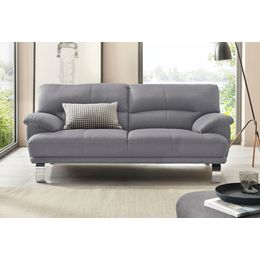 3-Sitzer Trendmanufaktur "Cecilia II, mit italienischem Design, tollen Details", grau (hellgrau), B:200cm H:87cm T:89cm, Struktur fein (100% Polyester);Microfaser Vintage (100% Polyester);Struktur (100% Polyester), Sofas, mit tollem Sitzkomfort und Designfu&szlig;