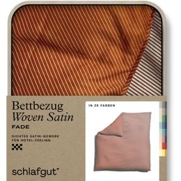 Bettbezug Schlafgut "Woven Satin Fade mit feinen Streifen", rot (grau light, rot mid), B:200cm L:200cm, Mako-Satin, Obermaterial: 100% Baumwolle, Bettbezüge, mit Farbverlauf, Mix & Match: passender Kissenbezug erhältlich