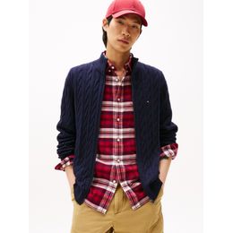 Strickjacke Tommy Hilfiger "CLASSIC COTTON CABLE ZIP THROUGH", Herren, Gr. XL, desert sky, Strick, Obermaterial: 100% Baumwolle, Rippstrickbündchen, Strickjacken, mit Rippstrickstehkragen, mit Zopfstrickmuster
