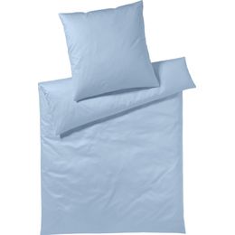 Bettwäsche Yes For Bed "Pure & Simple Uni in Gr. 135x200, 155x220 oder 200x200 cm", blau (bleu), B/L: 200cm x 200cm, 1 Stk., 2 Stk., Mako-Satin, B/L: 80cm x 80cm & 80cm x 80cm, 3 Stk., Mako-Satin, Obermaterial: 100% Baumwolle, Bettwäsche, Bettwäsche aus Baumwolle, zeitlose Bettwäsche mit seidigem Glanz