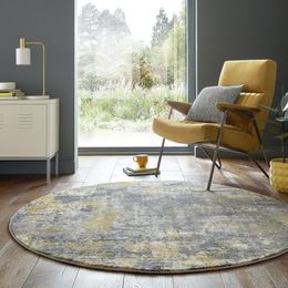 Teppich FLAIR RUGS "Wonderlust", gelb (grau, ocker), H:10mm Ø:160cm, Kunstfaser, Teppiche