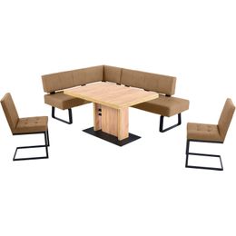 K+w Komfort & Wohnen Essgruppe K+W KOMFORT & WOHNEN "Spider II", braun (cognac 71,), H:88cm T:50cm, Sitzmöbel-Sets, langer Schenkel wahweise in 2 Breiten, 2 Freischwinger, 1 Tisch