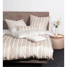 Wendebettwäsche Janine "Interlock-Jersey59028 3", beige (naturell), B/L: 135cm x 200cm, 1 Stk., 1 Stk., Interlock-Jersey, B/L: 80cm x 80cm, Interlock-Jersey, Obermaterial: 100% Baumwolle, Bettwäsche, mit Reissverschluss