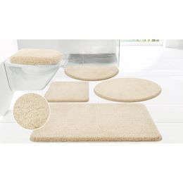 Badematte my home "Merida, Badvorleger, Badezimmer Teppich" Gr. 7, creme, H:32mm, Kunstfaser, Badematten, Badteppich, Uni Farben, rechteckig, rund & als 2-tlg. Set erhältlich