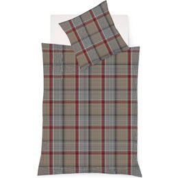 Bettwäsche Fleuresse "Lech 4385", rot (rot beige), B/L: 135cm x 200cm, 1 Stk., 1 Stk., Flanell, B/L: 80cm x 80cm, 2 Stk., Flanell, Obermaterial: 100% Baumwolle, Bettwäsche, Edelflanell, Baumwolle, in Gr. 135x200, 155x220, 200x200cm