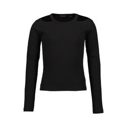 Langarmshirt Blue Seven, Mädchen, Gr. 176, schwarz, Single Jersey, Obermaterial: 95% Baumwolle, 5% Elasthan, unifarben, regular fit hüftlang, Rundhals, Shirts, mit tollen Cut-Outs an den Schultern