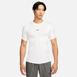 Trainingsshirt Nike "M NP DF TIGHT TOP SS", Herren, Gr. L, weiß, schwarz, Obermaterial: 90% Polyester, 10% Elasthan, normal, Shirts