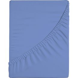 Spannbettlaken bellana "bellana premiumstretch", blau (mittelblau), 1 Stk., Jersey-Elasthan, 140-160x200-220, Jersey-Elasthan, Obermaterial: 95% Baumwolle, 5% Elasthan, Bettlaken, super elastisch