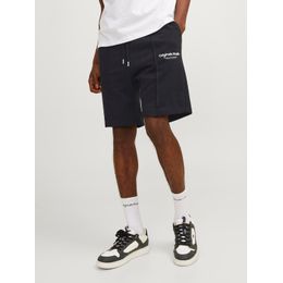 Jack & Jones Shorts JACK & JONES "JPSTKANE JJVESTERBRO SWEAT SHORTS GMS SN", Herren, Gr. L, N-Gr, schwarz, Sweatware, Obermaterial: 70% Baumwolle, 30% Polyester, unifarben, Basic, relaxed fit ca. Mitte Knie, Hosen