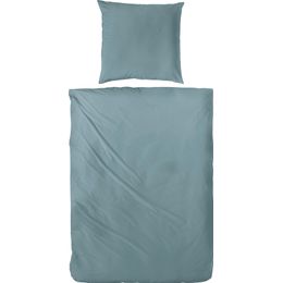 Bettwäsche Primera "Uni Baumwolle", grau (graugrün), B/L: 155cm x 220cm, 1 Stk., 1 Stk., Renforcé, B/L: 80cm x 80cm, 2 Stk., Renforcé, Obermaterial: 100% Baumwolle, Bettwäsche, im modernen Uni-Look