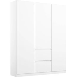 Drehtürenschrank Rauch "Kleiderschrank Schrank Garderobe Wäscheschrank Ankleide NIDDA", weiß, B:136cm H:197cm T:54cm, Holzwerkstoff, Schränke, Drehtürenschrank, griffloser Front sowie Push-to-Open Funktion MADE IN GERMANY