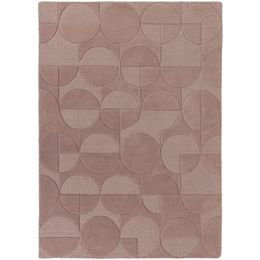 Wollteppich FLAIR RUGS "Gigi", rosa, B:200cm H:8mm L:290cm, Wolle, Teppiche, aus 100% Wolle, geometrisches Design, fußbodenheizungsgeeignet