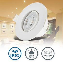 B.K.LICHT LED Einbauleuchte "6er Set Bad Einbaustrahler, IP65, Schwenkbare Deckenspots", weiß, 1, Ø 9cm H: 4,2cm, 6 Stk., Leuchten, 3.000K, 480Lm, 4,9W, Kunststoff, 9 x 4,2 cm, LED Einbaustrahler LED Deckeneinbaustrahler