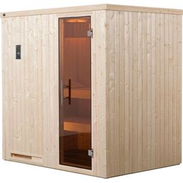 Sauna Weka "Halmstad", beige (natur), Bio-Ofen, externe Steuerung, 7,5 kW, Saunen, 7,5 kW Bio-Ofen mit digitaler Steuerung