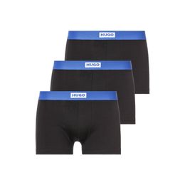 Trunk HUGO UNDERWEAR, Herren, Gr. XL (54), schwarz (schwarz, blau), Jersey, Obermaterial: 100% Baumwolle, unifarben, figurbetont, Unterhosen, mit kontrastfarbigem Bund