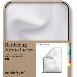 Bettbezug Schlafgut "Knitted Jersey uni, aus Bio-Baumwolle mit Elasthan, Reißverschluss", weiß (full, weiß), B:155cm L:220cm, Jersey, Obermaterial: 95% Baumwolle, 5% Elasthan, Bettbezüge, bügelfrei, Mix & Match Bettwäsche: passender Kissenbezug erhältlich