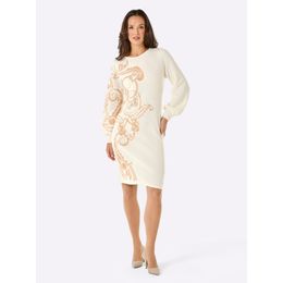 CREATION L PREMIUM Wit Damen Strickkleid, ecru-camel, Gr&ouml;&szlig;e 42