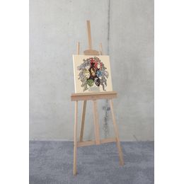 Leinwandbild Komar "Avengers Strike Back - Größe 40 x 40 cm", bunt (farbe rahmen: braun, farbe bild(er): bunt), B:40cm H:40cm T:2cm, Holz, Papier, Bilder, Keilrahmenbild mit Echtholzrahmen, Kinderzimmer
