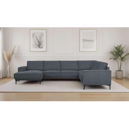 Wohnlandschaft Places of Style, B:342cm H:85cm T:260cmdunkelgrau, 92%PES 8%NY, Sofas, "XXL Sofa Oland, Struktur, Flachgewebe, Luxus-Microfaser,