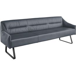 Essbank Musterring "JustB SP500", blau, B:232cm H:86cm T:70cm, Sitzbänke, Metallkufe schwarz, verschiedene Farben, Breite 220 oder 250 cm