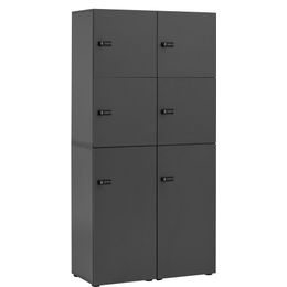 Garderoben-Set Schildmeyer "Locked Spind Schrank Set mit 4 Spinden", grau (anthrazit), Zahlenschloss, Holzwerkstoff, Kastenmöbel-Sets, 2x Spind mit 1 Tür, 2 x Spind mit 2 Türen, Made in Germany