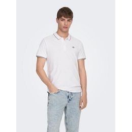Only & Sons Poloshirt ONLY & SONS "ONSFLETCHER SLIM SS POLO NOOS", Herren, Gr. XL, weiß (hellweiß), Piqué, Obermaterial: 100% Baumwolle, unifarben, normal normal, Rundhals, Shirts