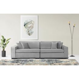 2-Sitzer Home Affaire "Skara", grau, B:220cm H:86cm T:100cm, 100% Polyester, Sofas, Lounge-Sofa mit Federkernpolsterung, in vielen Bezugsvarianten