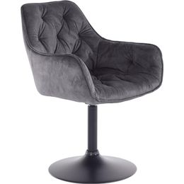 Esszimmerstuhl Hela "BIRTE", grau (anthrazit), B:49cm H:83cm T:62cm, 100% Polyester, Stühle, Barhocker Esszimmerstuhl, Drehfunktion, als Einzelstuhl oder im 2er-Set