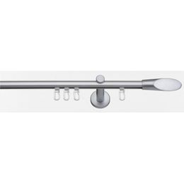 Gardinenstange Indeko "Marbella" Gr. 1, silber (edelstahlfarben, silberfarben), L:120cm Ø:16mm, Aluminium, Gardinenstangen, Innenlauf Komplett-Set inkl. Gleitern und Montagematerial