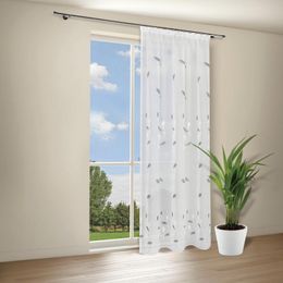 Gardine GERSTER "Calina" Gr. 1, grau, B:140cm H:245cm, Wirkware, Polyester, Gardinen, SB-Schal mit Uniband "Calina"