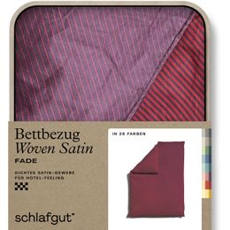 Bettbezug Schlafgut "Woven Satin Fade mit feinen Streifen", bunt (rot deep, lila deep), B:155cm L:220cm, Mako-Satin, Obermaterial: 100% Baumwolle, Bettbezüge, mit Farbverlauf, Mix & Match: passender Kissenbezug erhältlich
