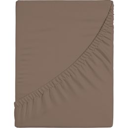 Spannbettlaken bellana "bellana premiumstretch", cappucino, 1 Stk., Jersey-Elasthan, 140-160x200-220, Jersey-Elasthan, Obermaterial: 95% Baumwolle, 5% Elasthan, Bettlaken, super elastisch