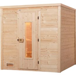 Sauna Weka "Bergen", beige (natur), Bio-Ofen, externe Steuerung, 7,5 kW, Saunen, 7,5 kW Bio-Ofen mit digitaler Steuerung