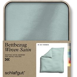 Bettbezug Schlafgut "Woven Satin", blau (petrol light), B:200cm L:200cm, Mako-Satin, Obermaterial: 100% Baumwolle, Bettbezüge, besonders dicht gewebt, Mix & Match: passender Kissenbezug erhältlich