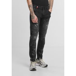 Bequeme Jeans 2Y Premium "2Y Premium 2Y SANTI BIKER SLIM FIT JEANS", Herren, Gr. 28, Normalgrößen, schwarz, 98% Baumwolle, 2% Elasthan, unifarben, Casual, Jeans