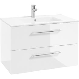 Waschtisch Welltime "Palermo", weiß (weiß, weiß), B:80cm T:46cm, Spanplatte, Waschtische, Badmöbel inkl. Waschbecken, Breite 80 cm