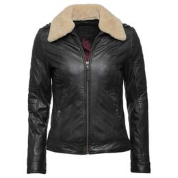Lederjacke Mustang "Upney", Damen, Gr. S, schwarz, Obermaterial: 100% Ziegenleder; Futter: 100% Baumwolle; Ärmelfutter: 100% Polyester; Füllung: 100% Polyester, Jacken