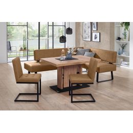 K+w Komfort & Wohnen Essgruppe K+W KOMFORT & WOHNEN "Spider II", braun (cognac 71,), H:88cm T:50cm, Sitzmöbel-Sets, langer Schenkel wahweise in 2 Breiten, 2 Freischwinger, 1 Tisch